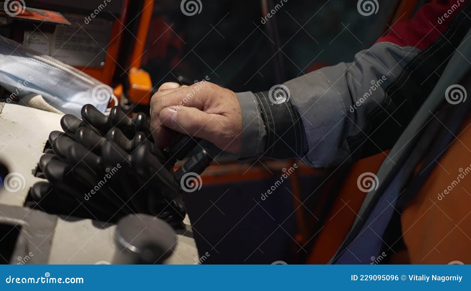 The Operator Operates the Drilling Machine. the Hands of the ...
