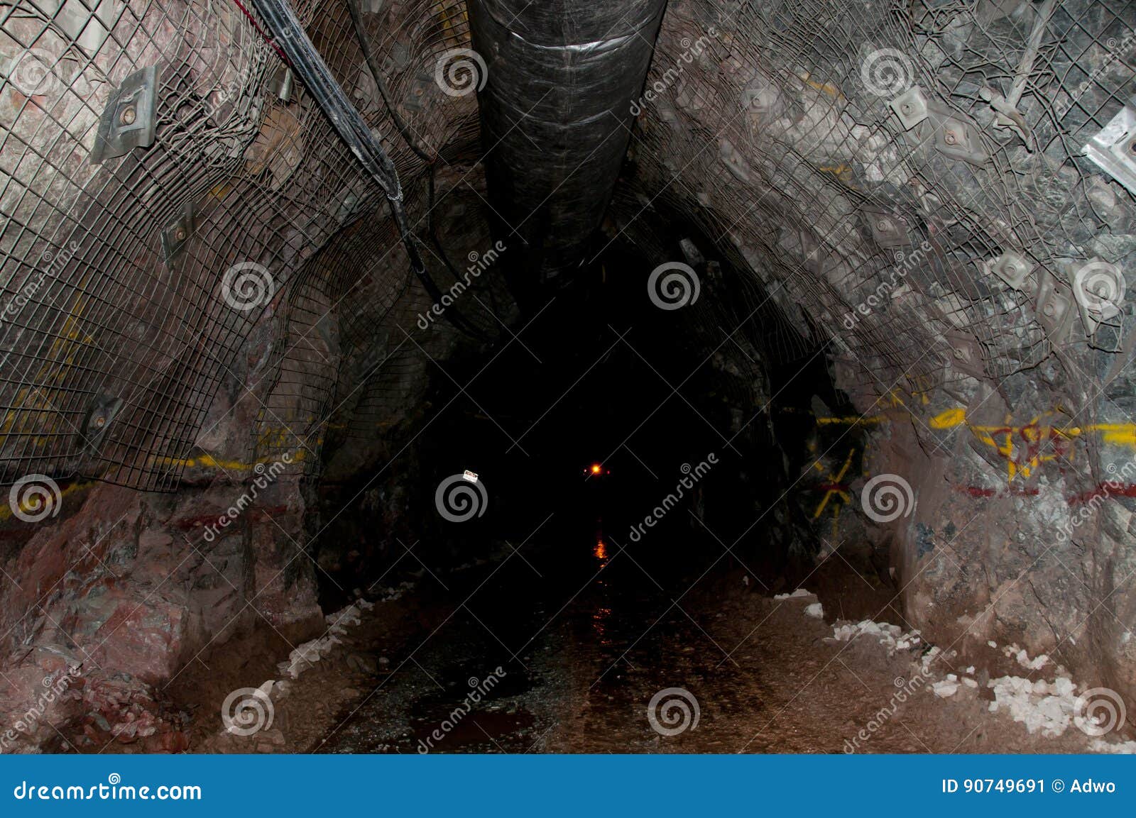 Underground Mining Tunnel stock image. Image of reinforced - 90749691
