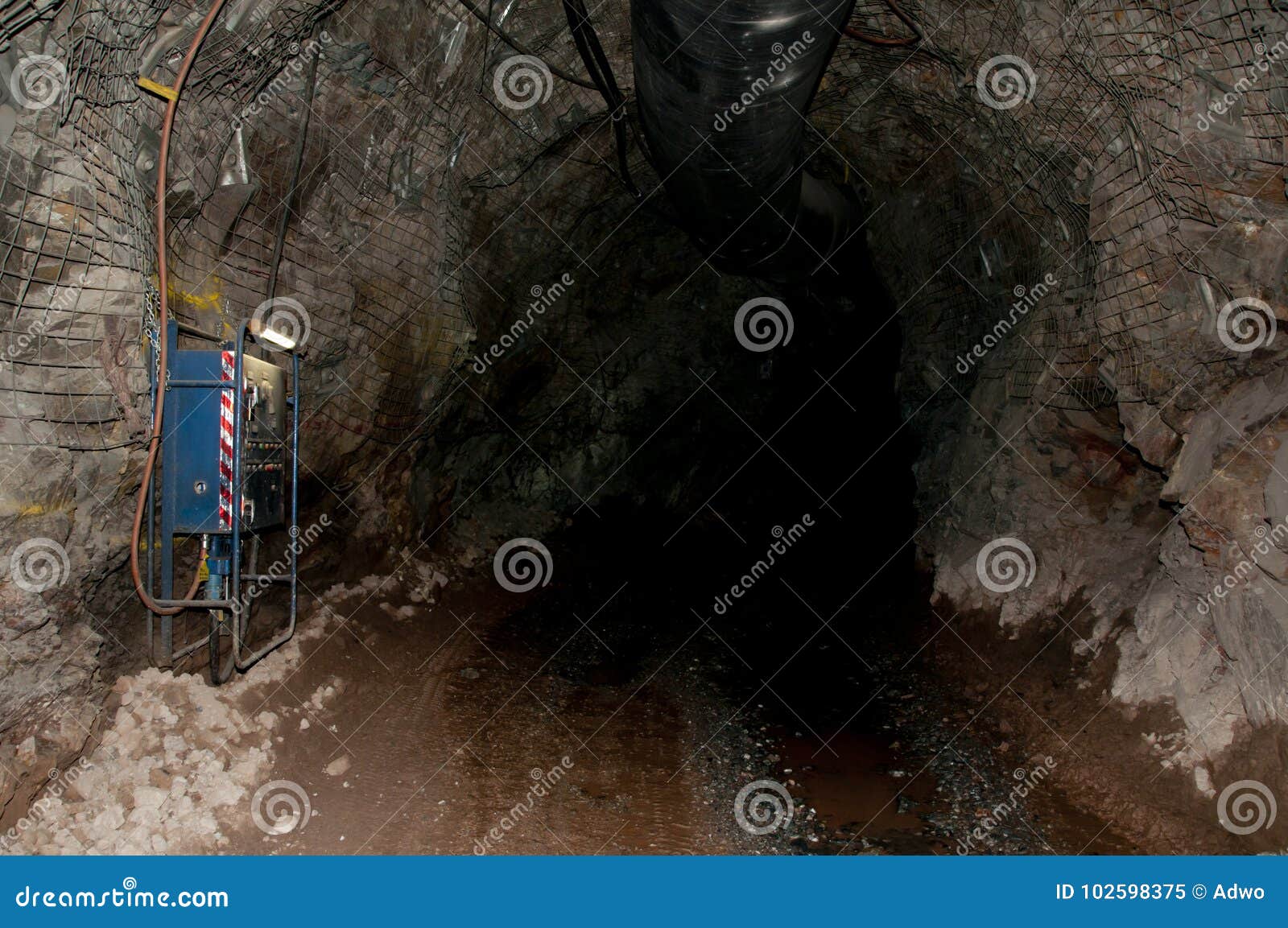 Underground Mining Tunnel stock image. Image of mining - 102598375