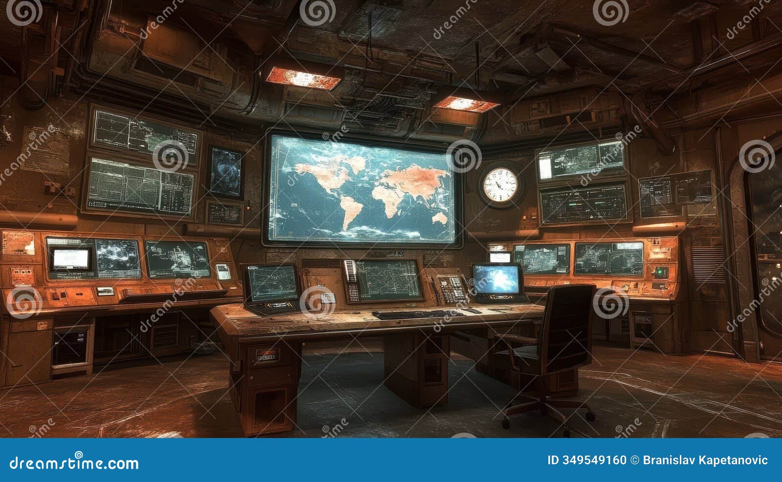 Underground Nuclear Bunker Command Center Monitoring Global Situation ...