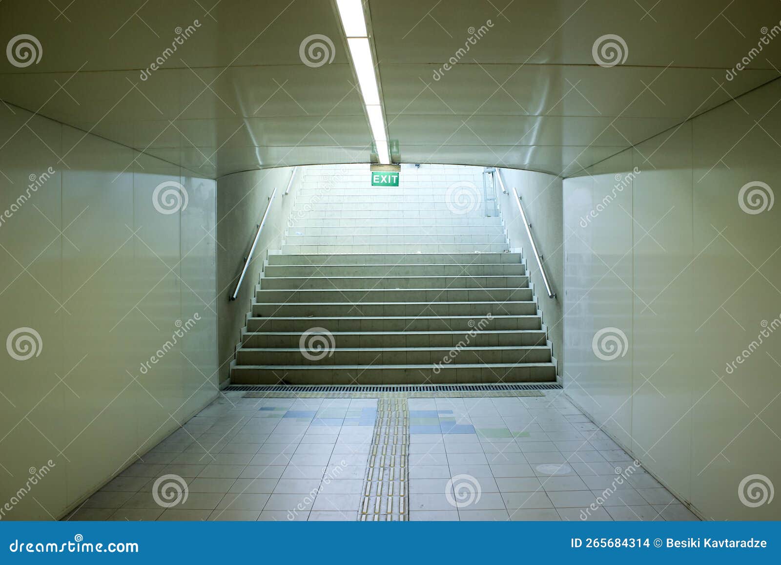 Underground Passage with an Exit Sign Stock Photo - Image of minimalism ...