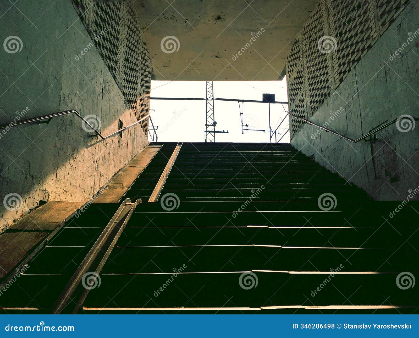 An Underground Passage with a Staircase Leading Outside. at the End of ...