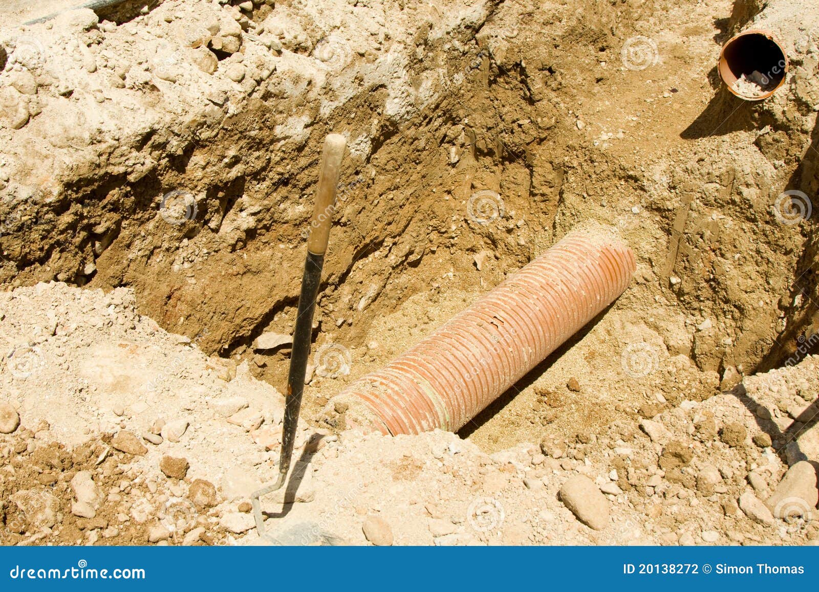 Underground Pipe stock photo. Image of shovel, work, clay - 20138272