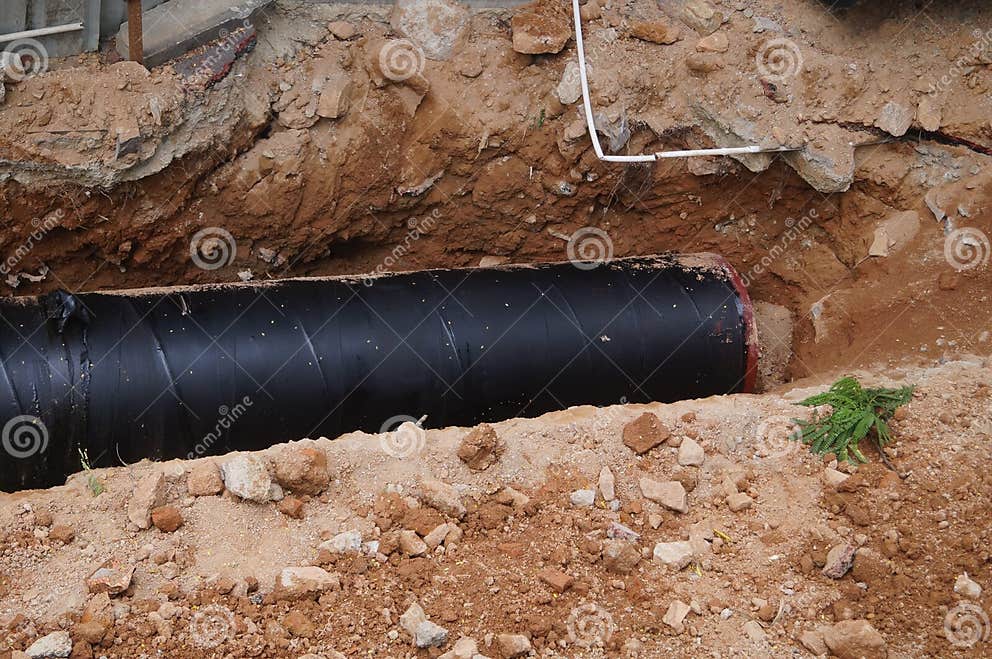 Underground Pipe Installation Stock Image - Image of underground, steel ...