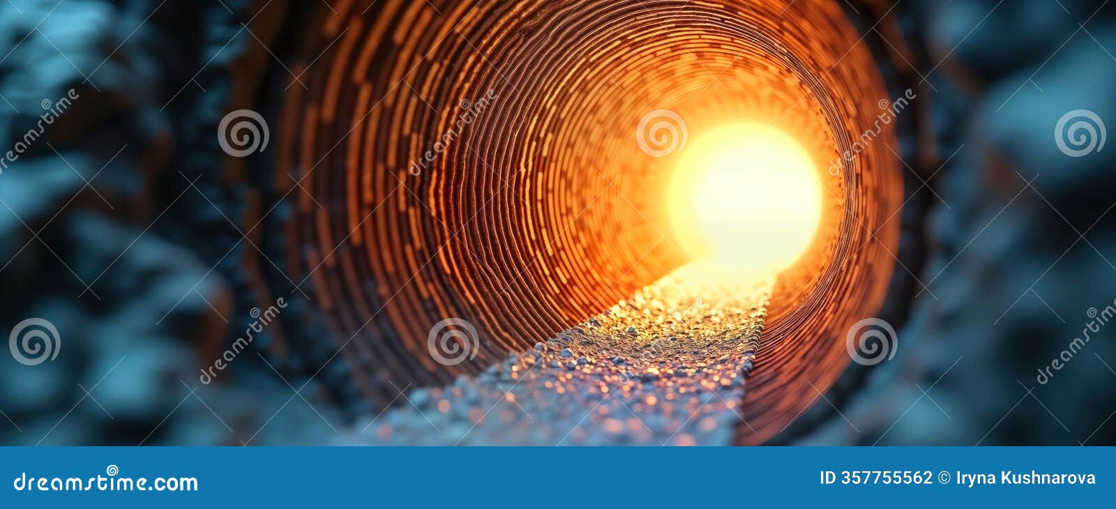 Underground Pipe Liner Curing Process Closeup. Resin-coated Pipe ...