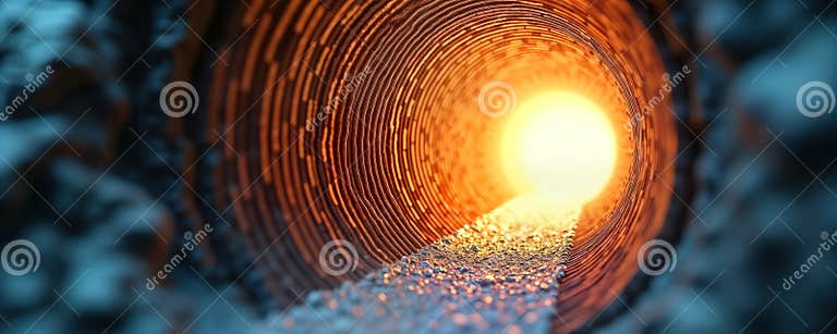 Underground Pipe Relining Process Shown in Cross-section View. Bright ...