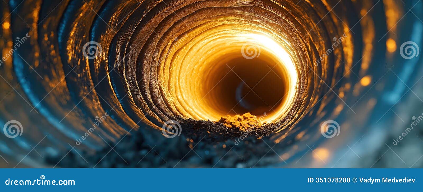 Underground Pipe Relining Process Shows Curing Resin With Bright ...