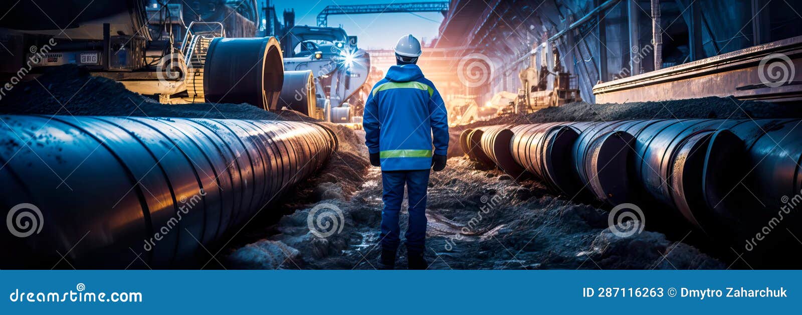 Pipeline Tunnel With Light Rays In Cavern, Flanked By Jagged Rock ...