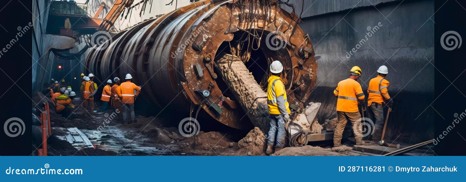 Pipeline Tunnel With Light Rays In Cavern, Flanked By Jagged Rock ...