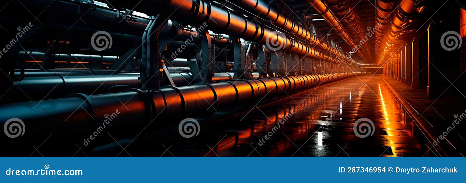 Pipeline Tunnel With Light Rays In Cavern, Flanked By Jagged Rock ...