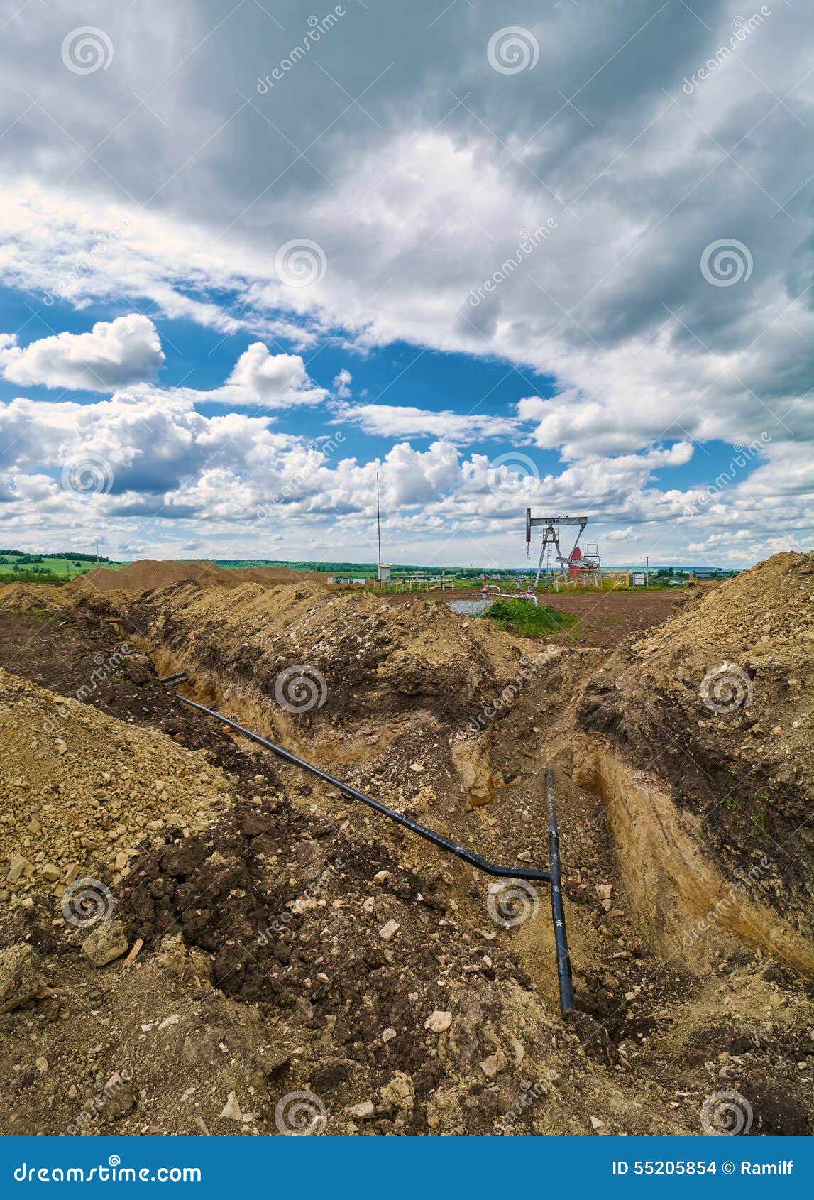 Underground Pipelines Running from the Pumping Unit Stock Photo - Image ...