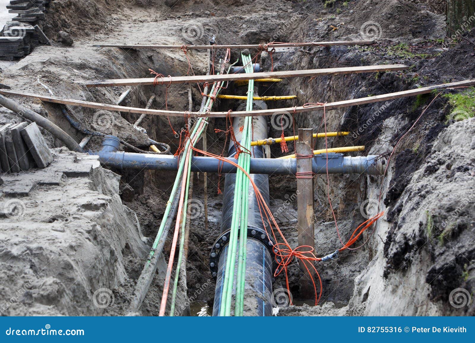 Underground Pipes and Cables Stock Photo - Image of road, technology ...