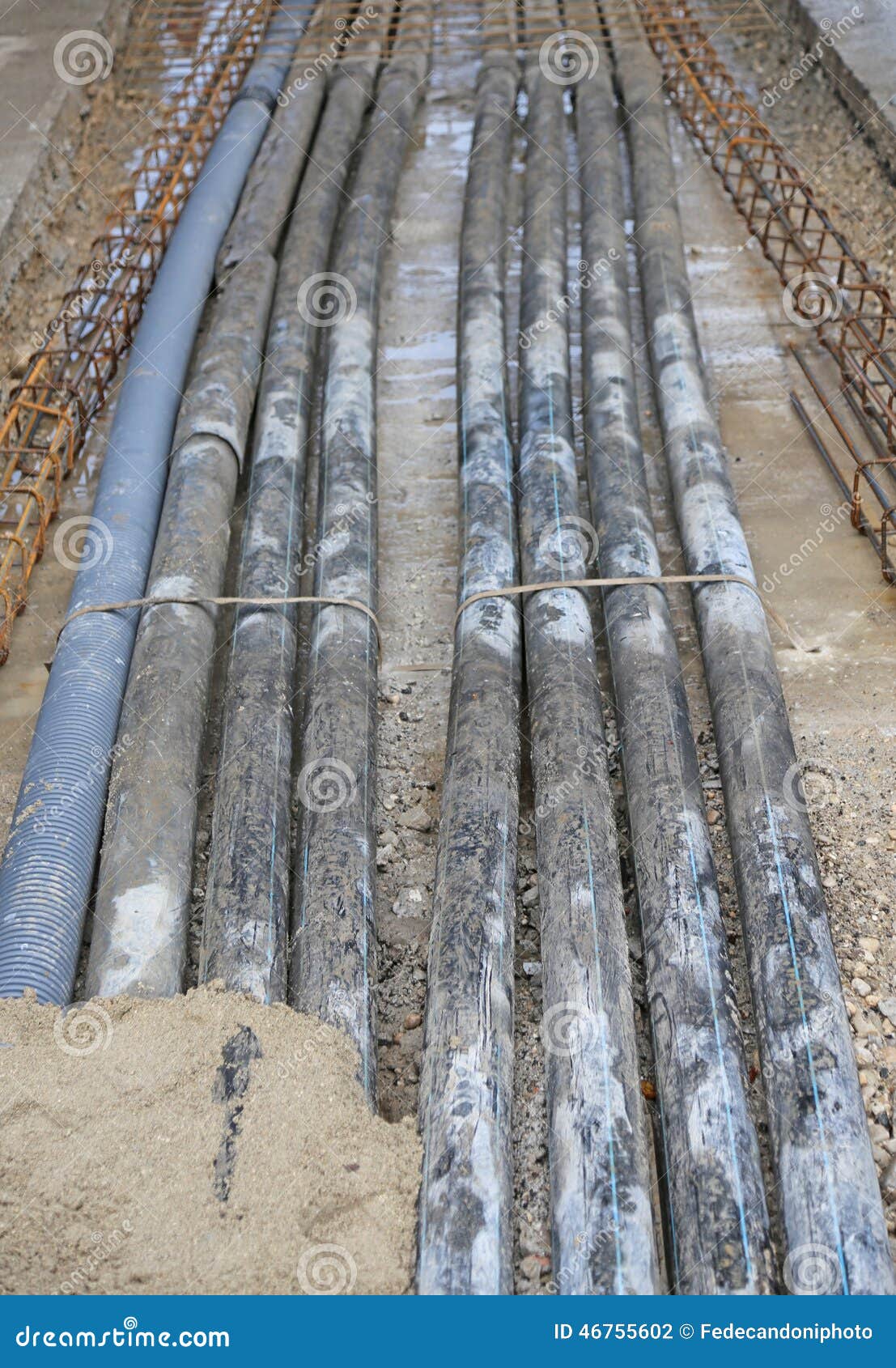 Underground Pipes Corrugated for Optical Fiber and Power Cables Stock ...