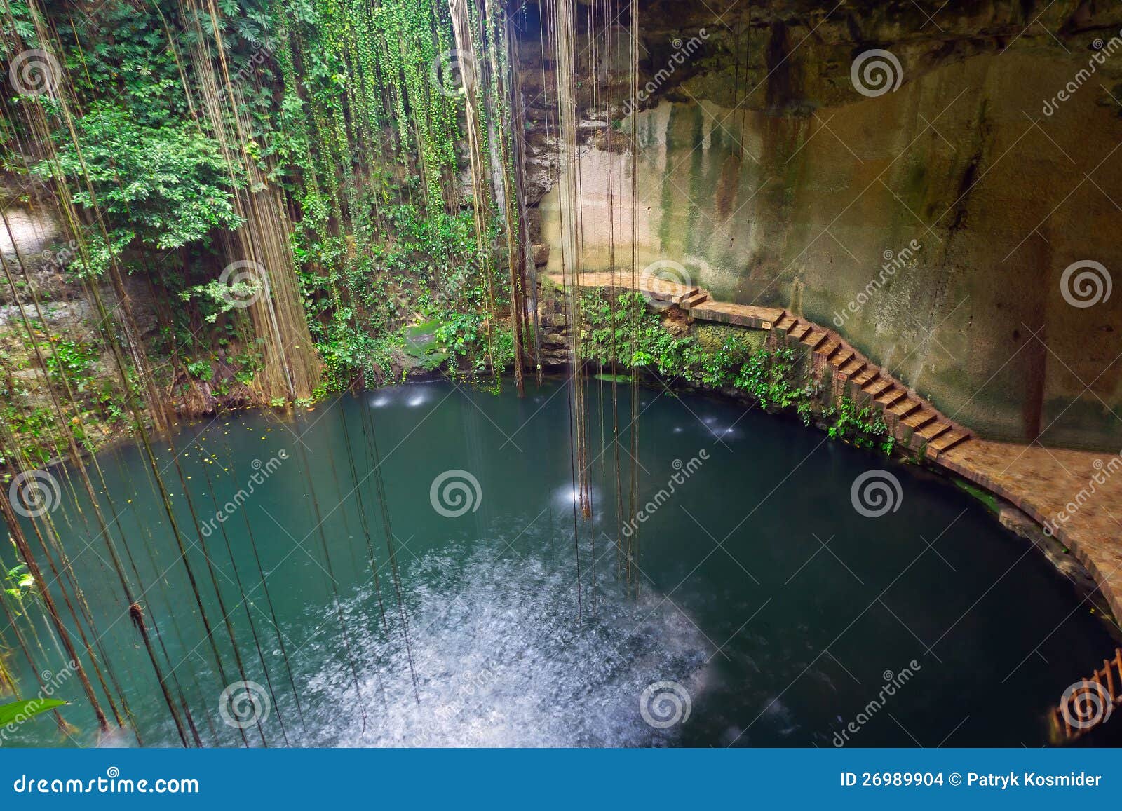 Underground Pool Ik-Kil Cenote in Mexico Stock Photo - Image of cavern ...