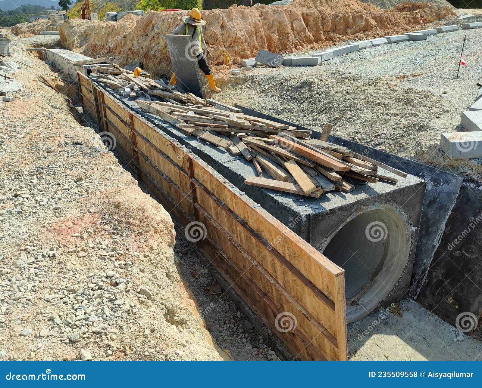 Underground Precast Concrete Box Culvert Drain Under Construction at ...