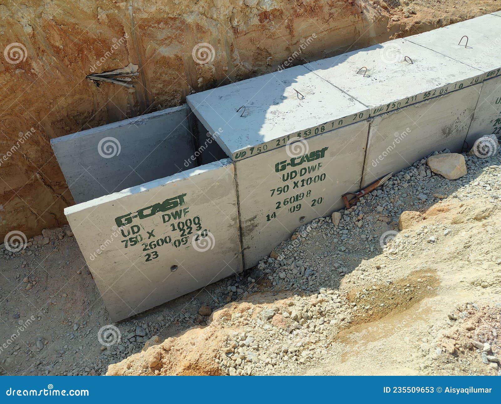 Underground Precast Concrete Box Culvert Drain Under Construction at ...