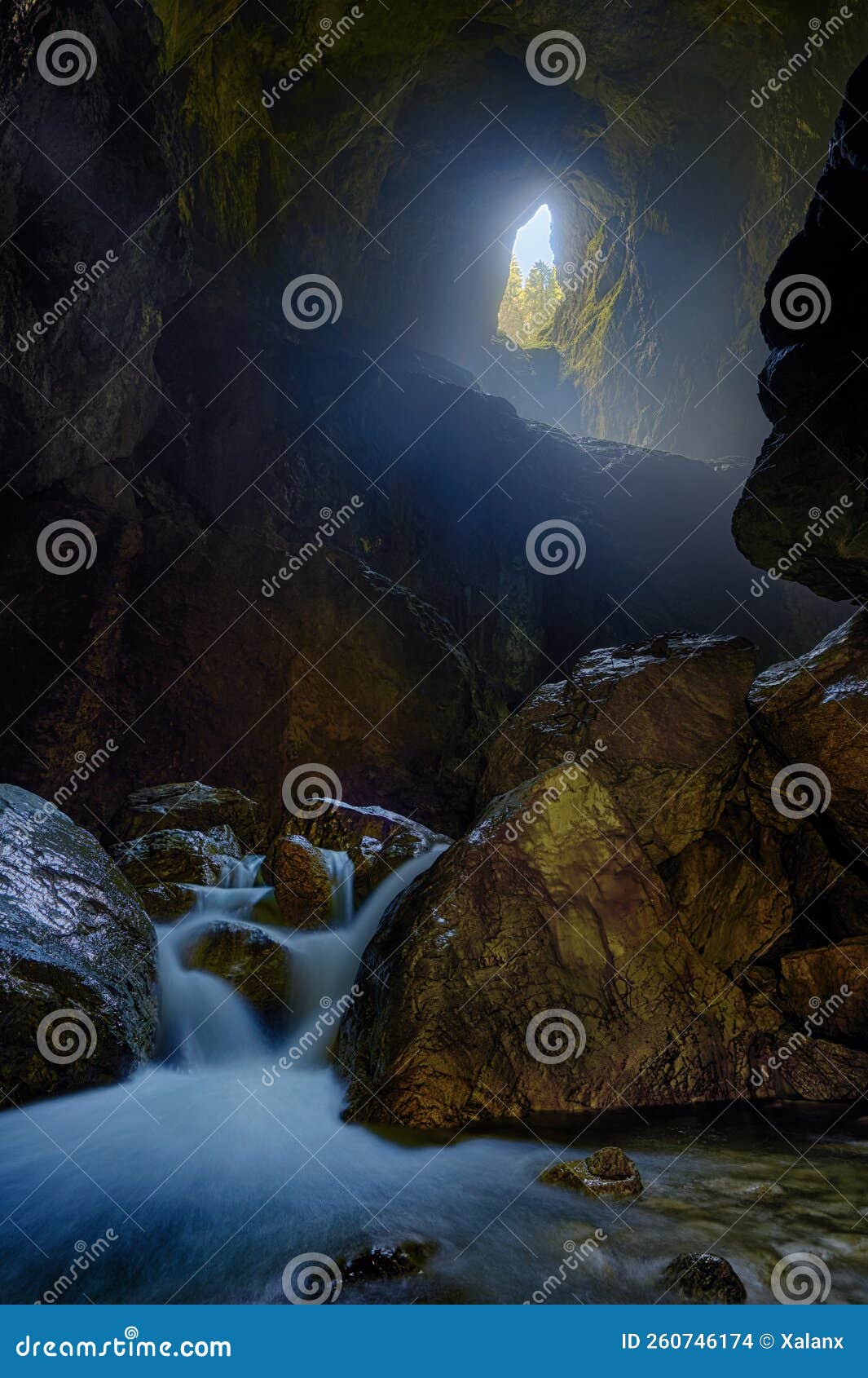 Underground River in a Cave Stock Photo - Image of fresh, limestone ...