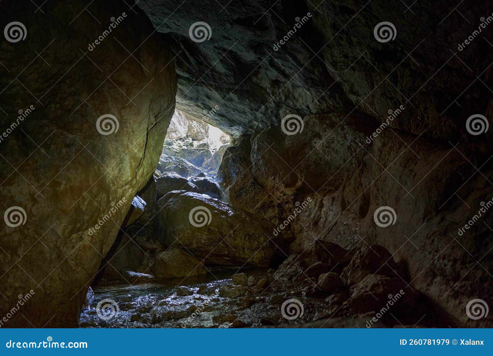 Underground River in a Cave Stock Image - Image of limestone, nature ...