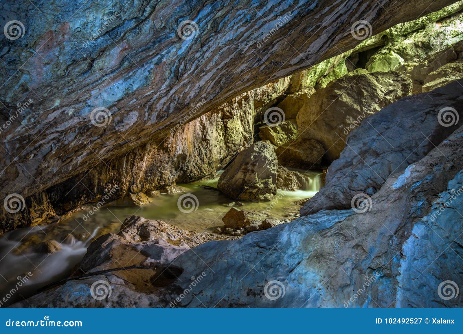 Underground River in a Cave Stock Image - Image of national, nature ...