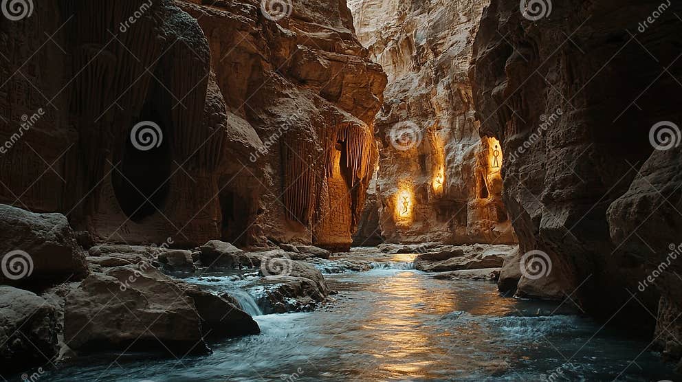 An Underground River Flows through a Serene Natural Setting within an ...
