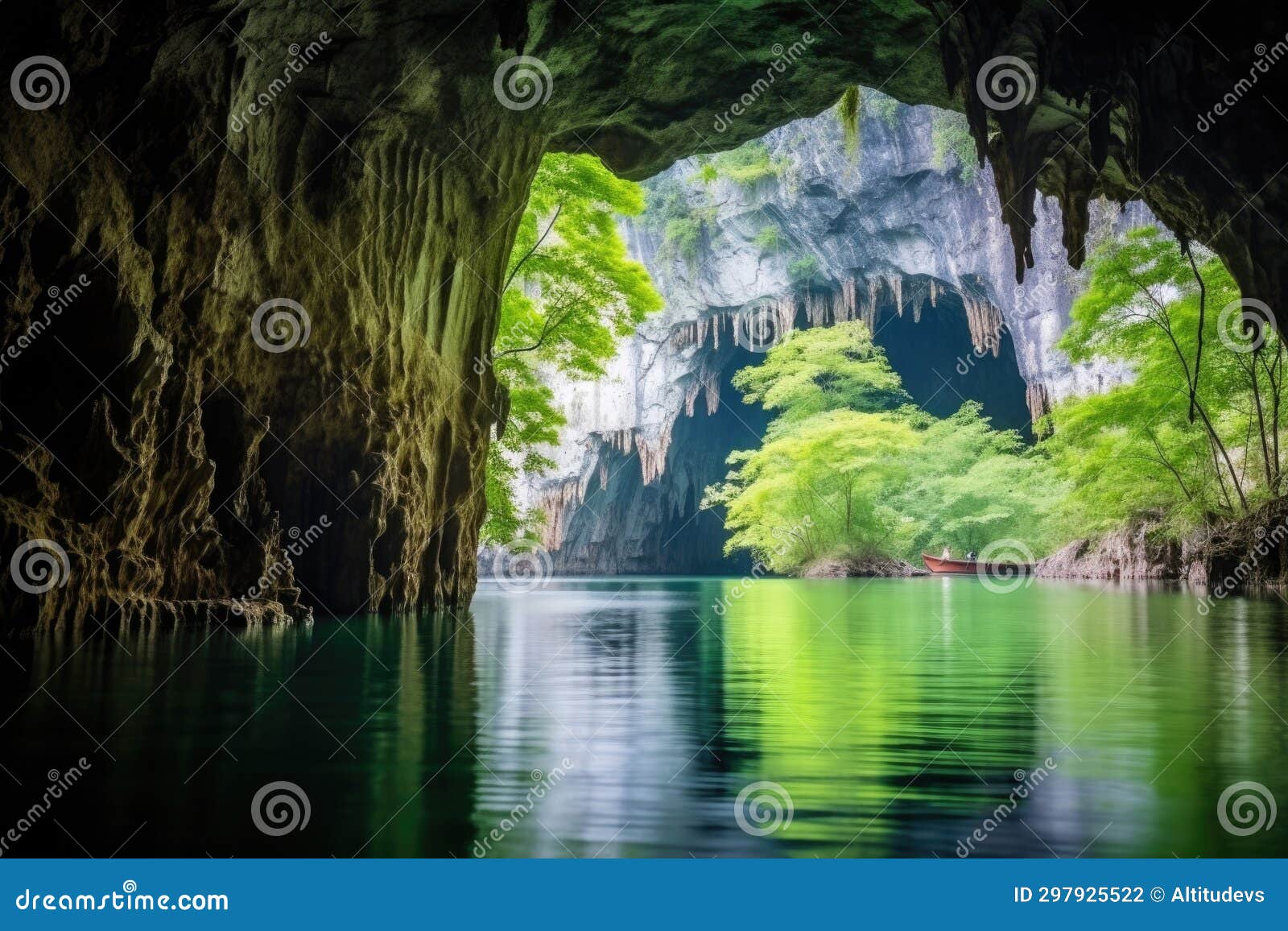 Underground River through a Limestone Cavern Stock Photo - Image of ...
