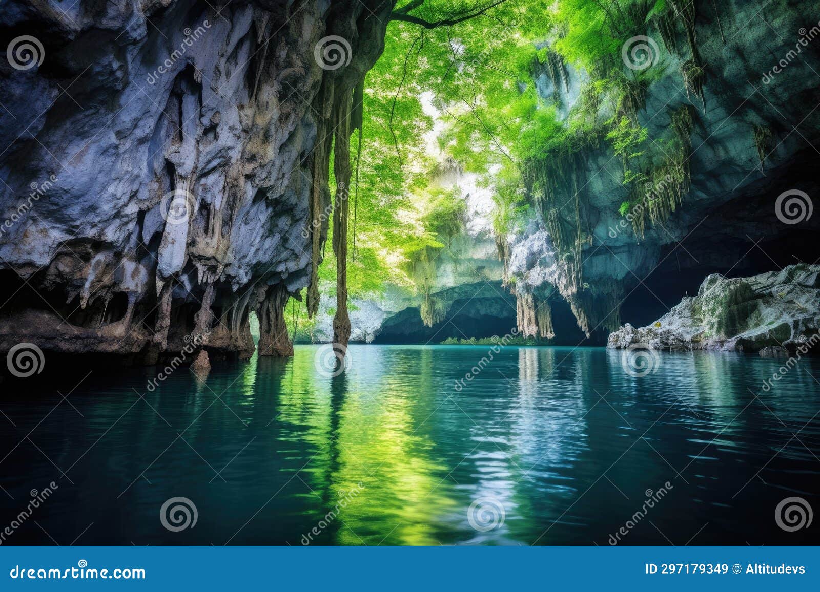 Underground River in a Limestone Cavern Stock Image - Image of natural ...