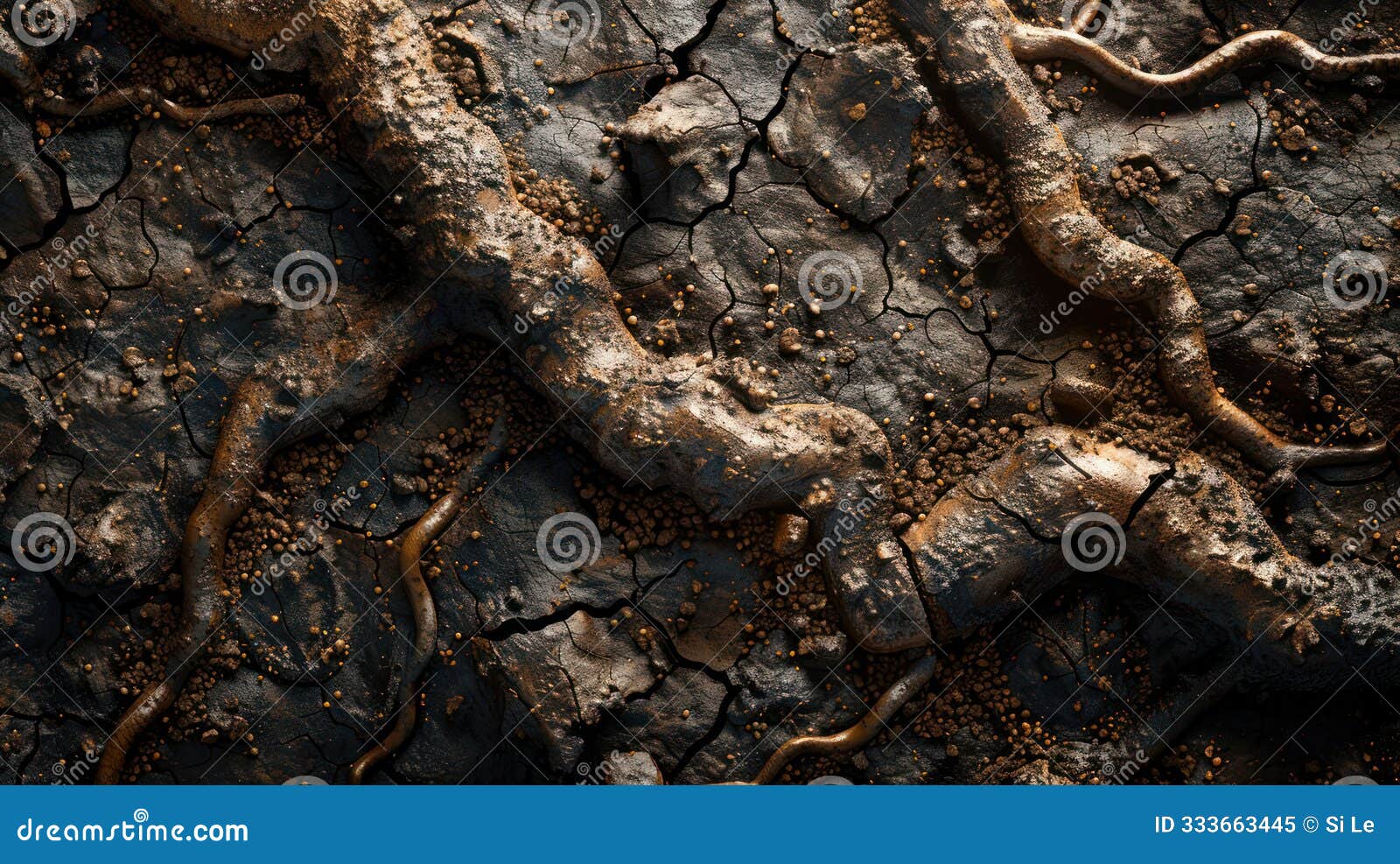 Underground Roots Texture: Close-Up Illustration of Tree Roots in Soil ...