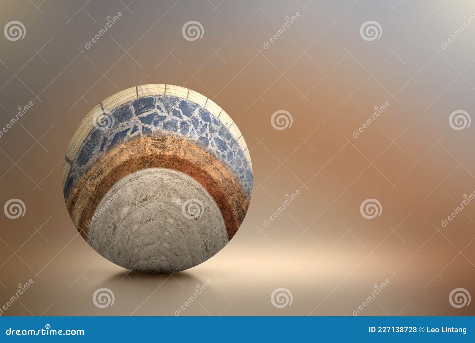 Section Of The Earth, Layers And Core. Cutaway And Horizontal Section ...