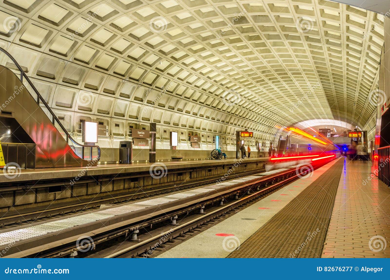 Underground Station with a Departing Train Stock Image - Image of ...