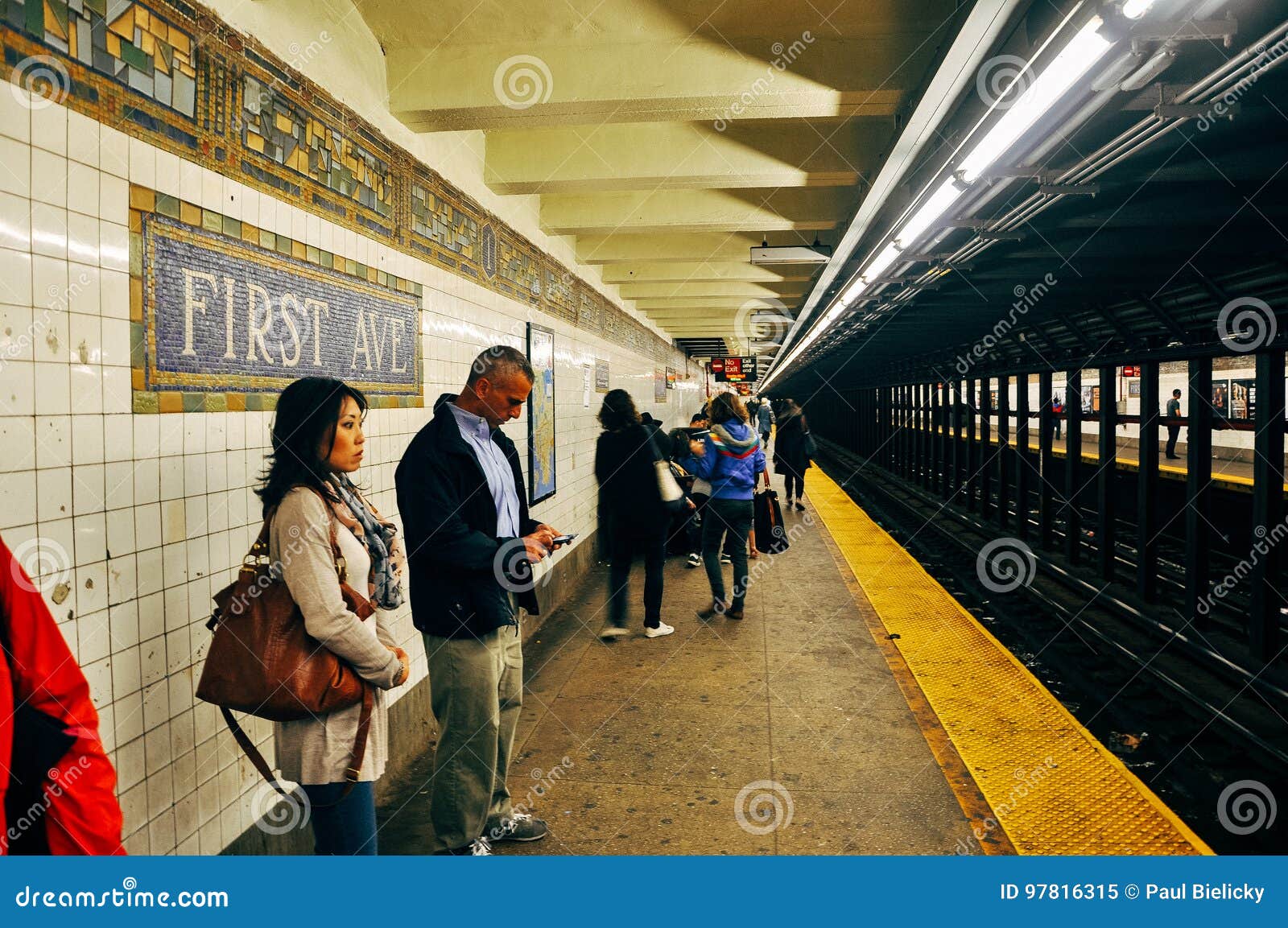 Underground Subway at First Ave. in Manhattan. Editorial Image - Image ...