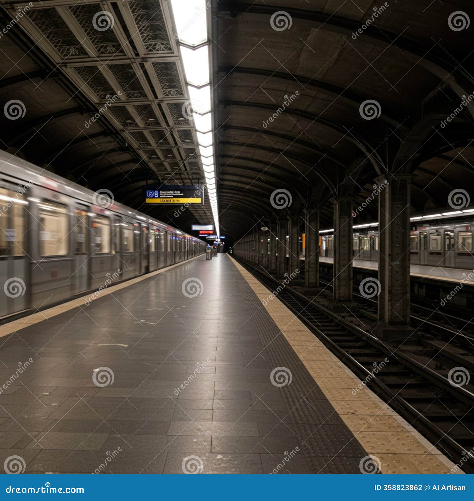 Underground Subway Station with Tiled Floors and Arched Ceilings. Stock ...