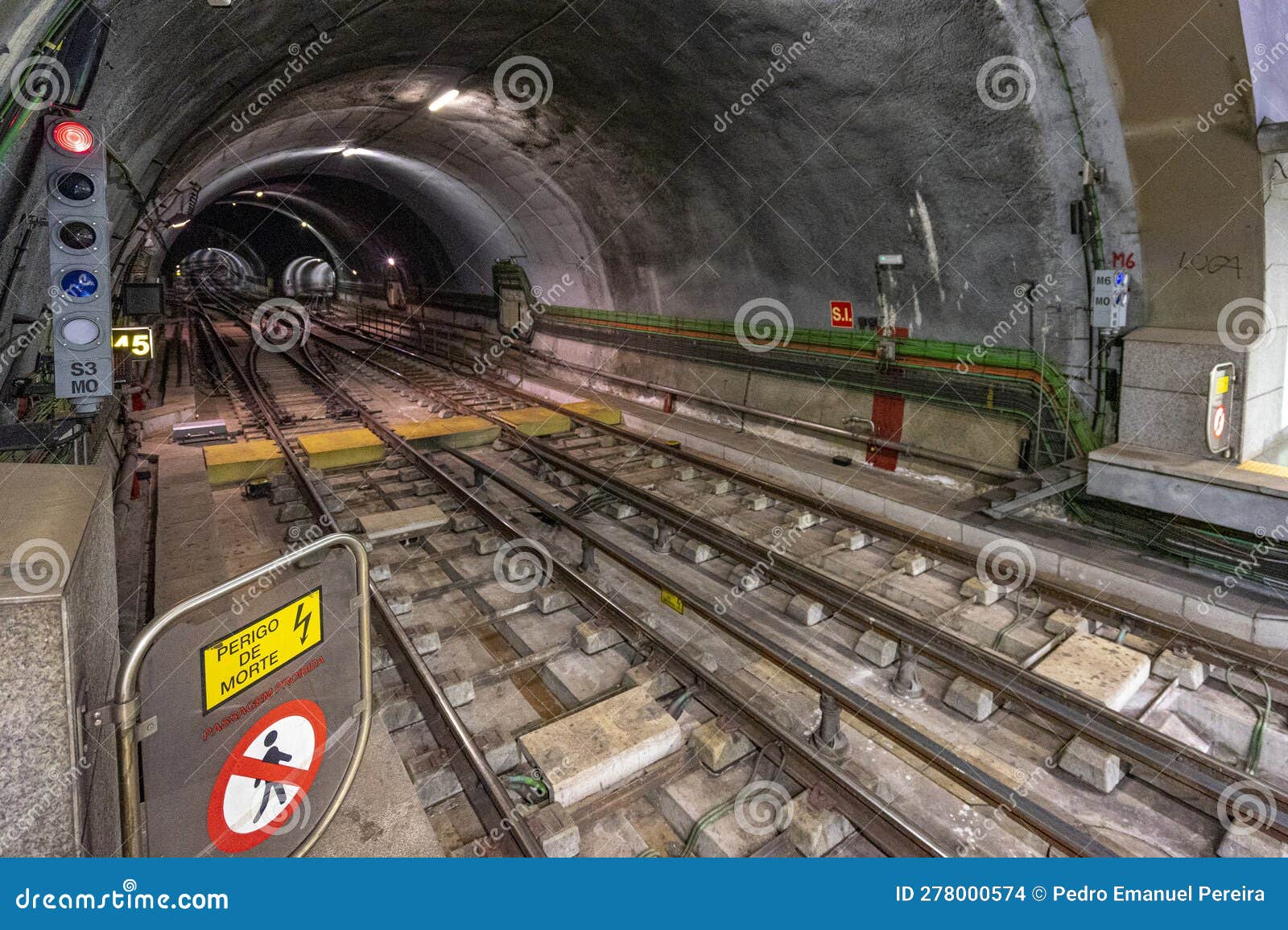 Underground Technical Tunnel with Lisbon Subway Branch. Stock Photo ...