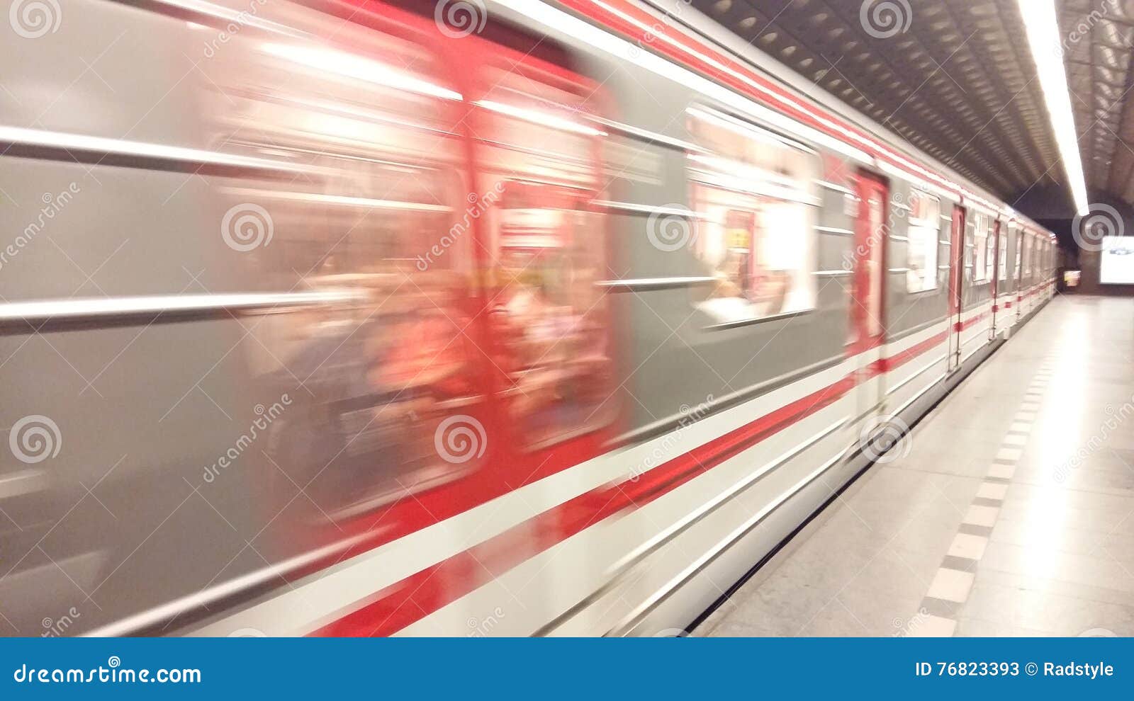Underground Train Approaching Station Stock Image - Image of ...