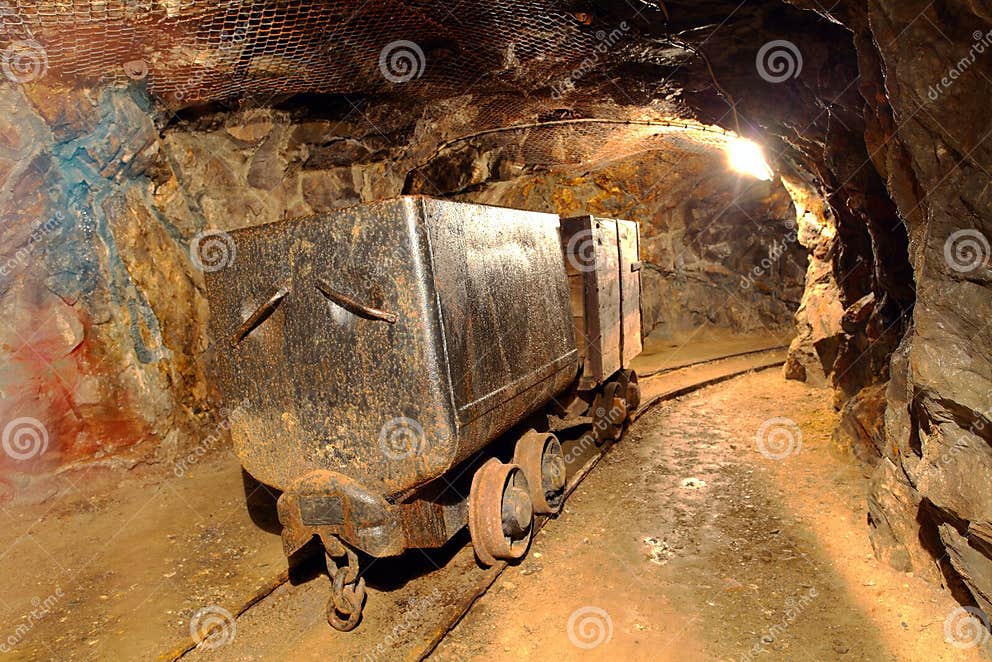 Underground train in mine. stock image. Image of coal - 22065231