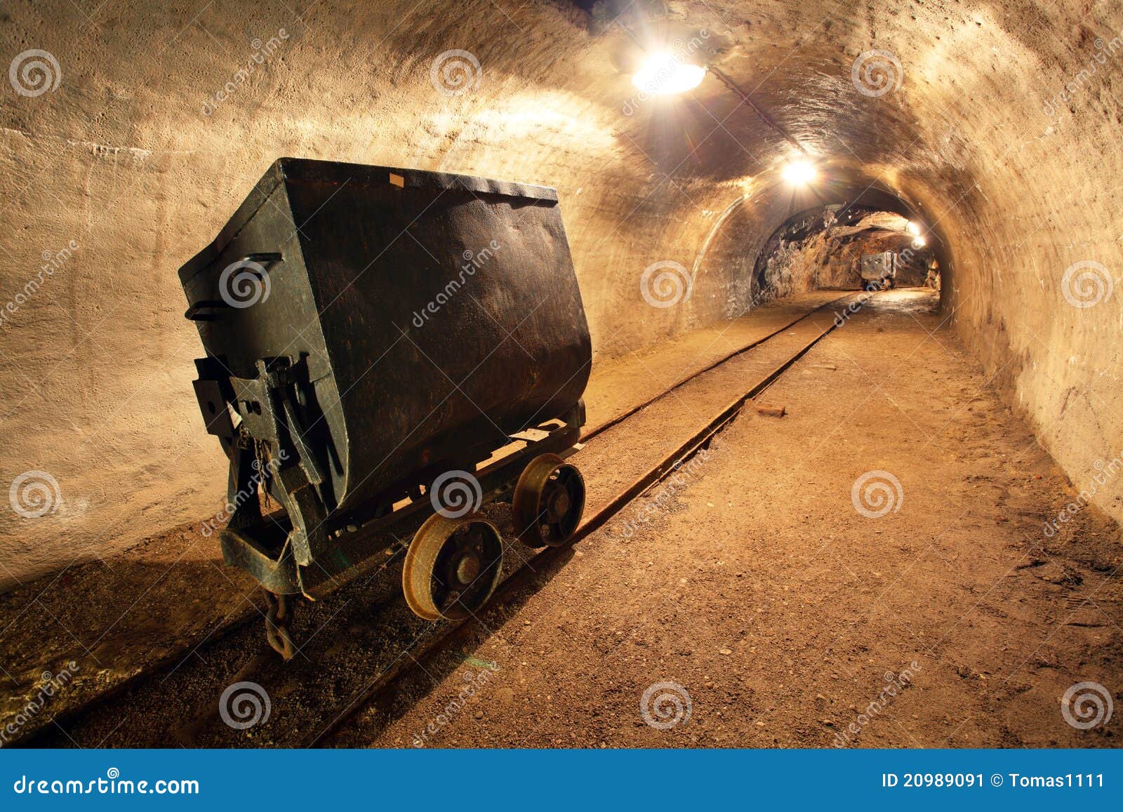 Underground Train in Mine, Carts in Gold, Silver Editorial Photo ...