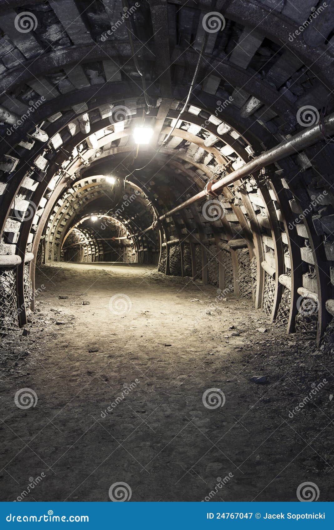 Underground Tunnel in the Coal Mine Stock Image - Image of coal, cave ...