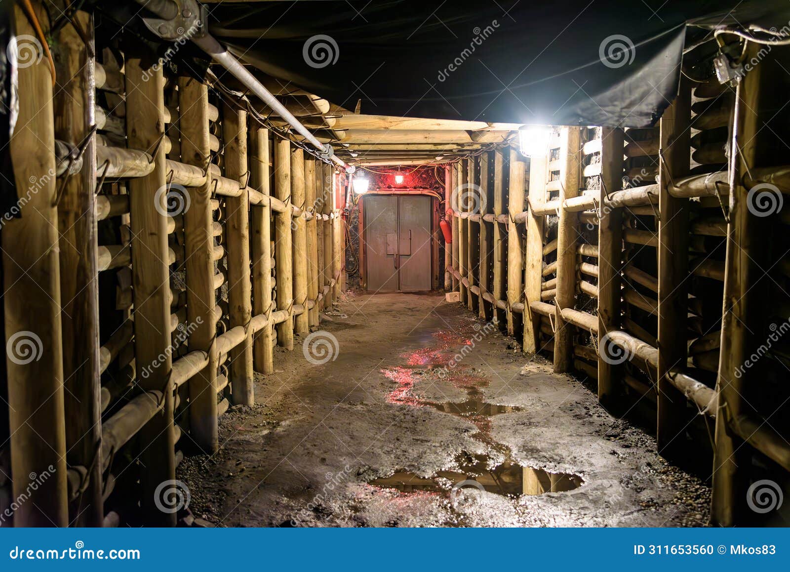 Underground Tunnel in Coal Mine with Airlock Doors Stock Photo - Image ...