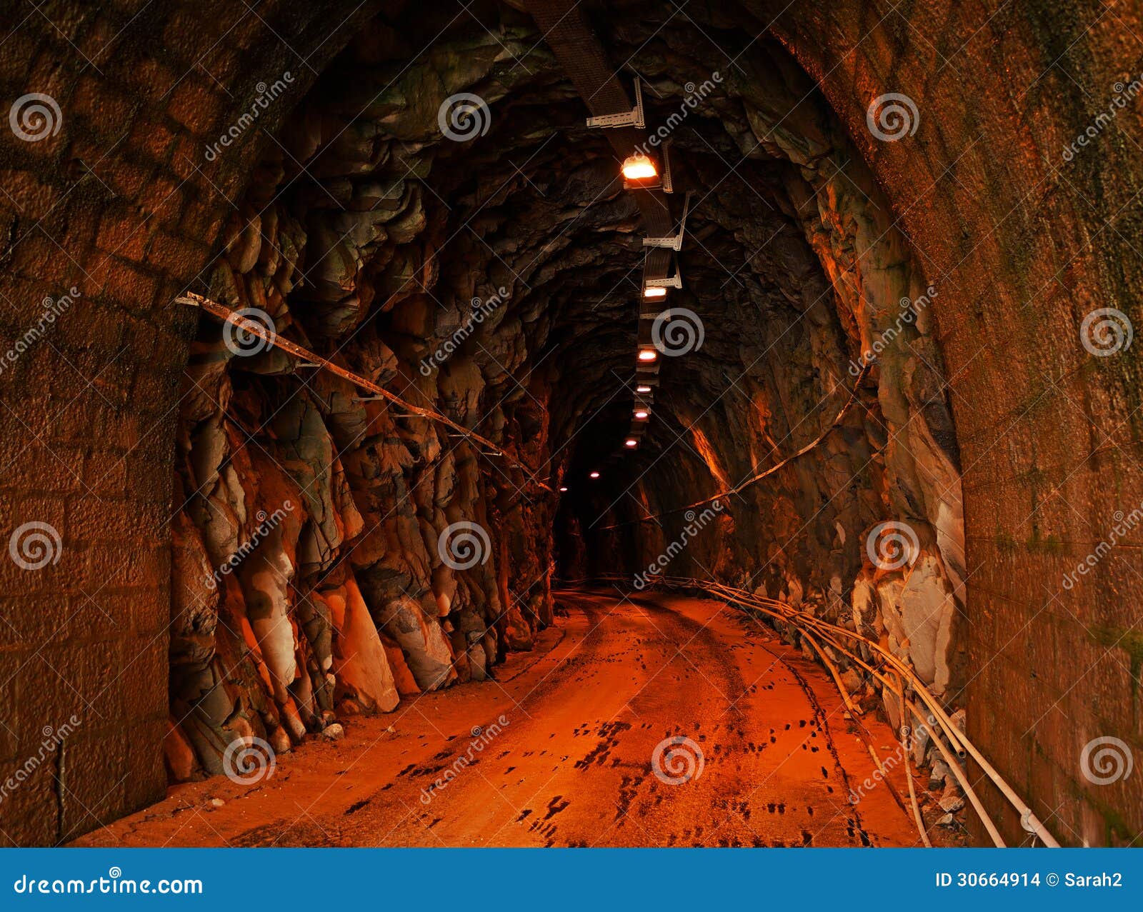 Underground Tunnel with Lighting - Marble Quarry Stock Photo - Image of ...