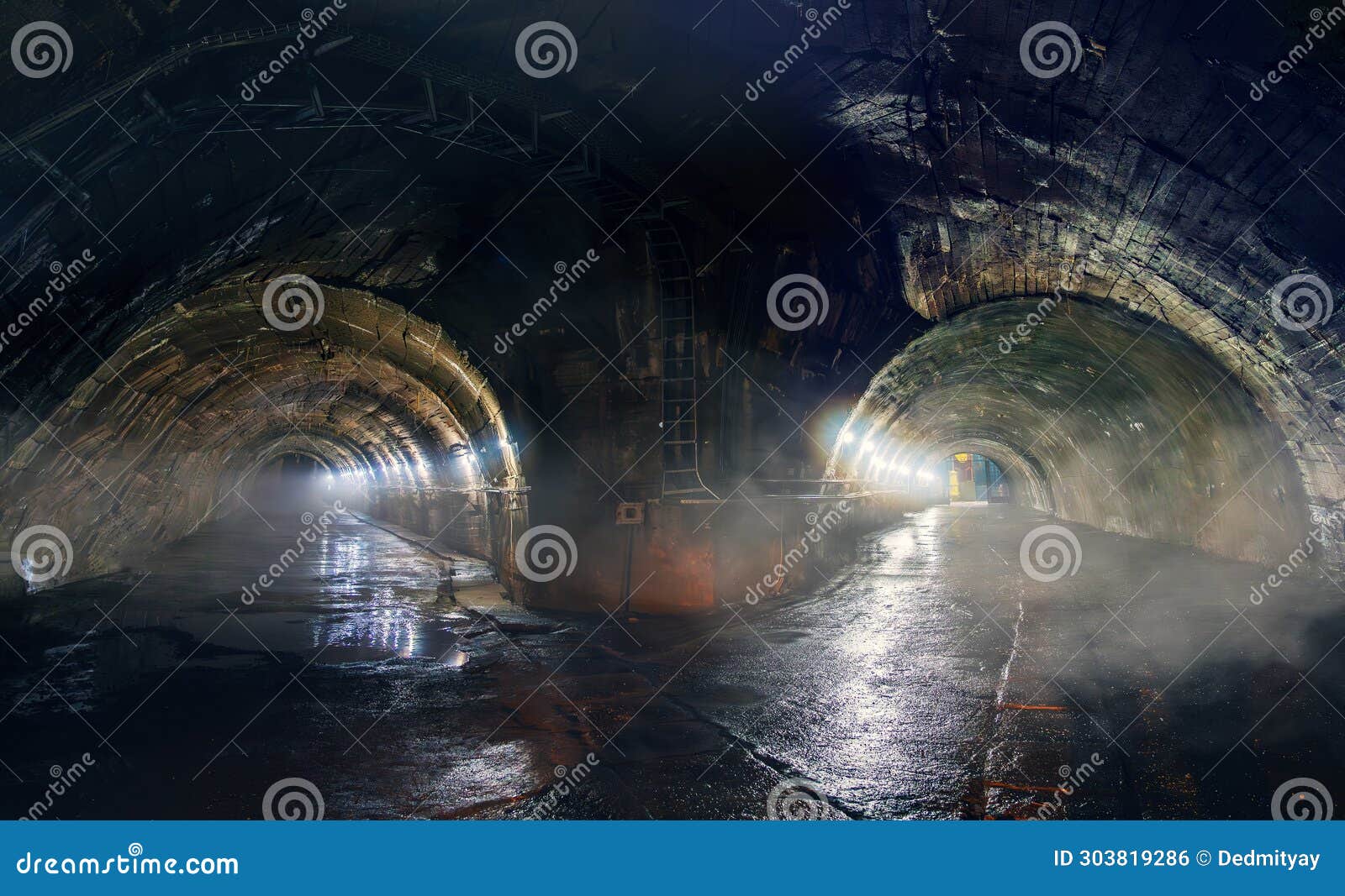 Underground Tunnel Splits into Two Paths, Choice Concept Stock Photo ...