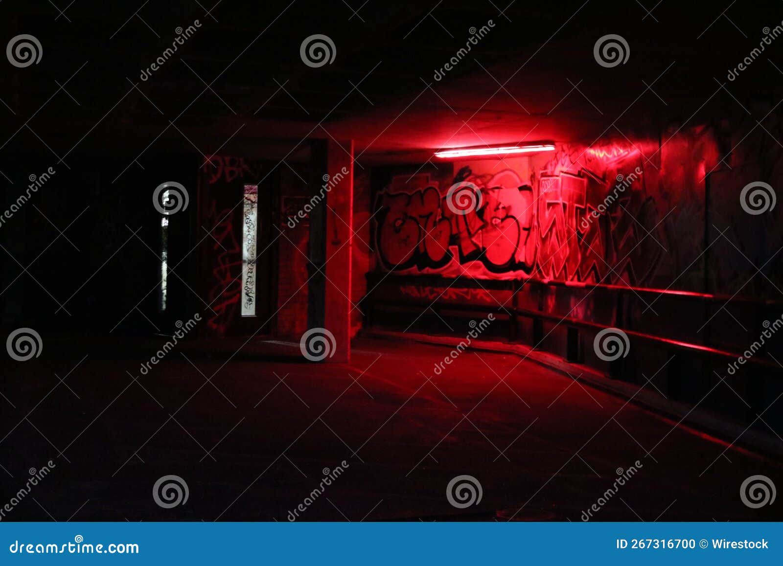 Underground Urban and Dark Room with a Red Light Editorial Image ...
