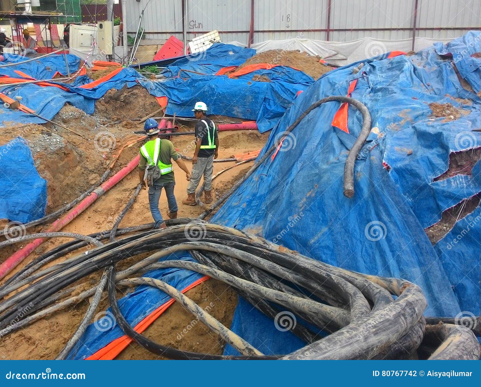 Underground Utilities Trenches. Editorial Photography - Image of ...
