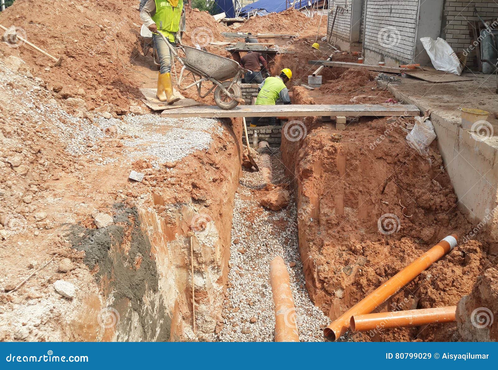 Underground Utilities Trenches. Editorial Stock Image - Image of ...