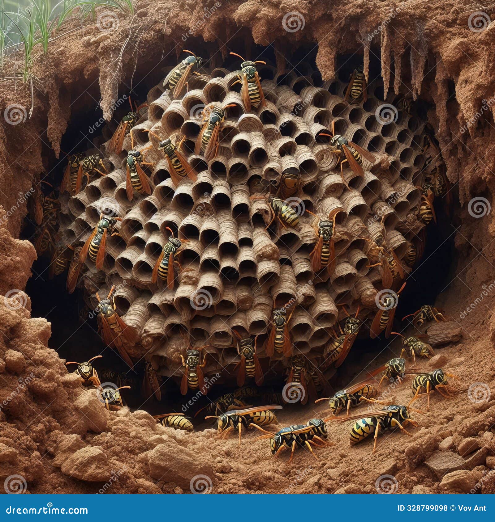 Underground Wasp Nest a Nest Constructed Below the Ground Urfac Stock ...