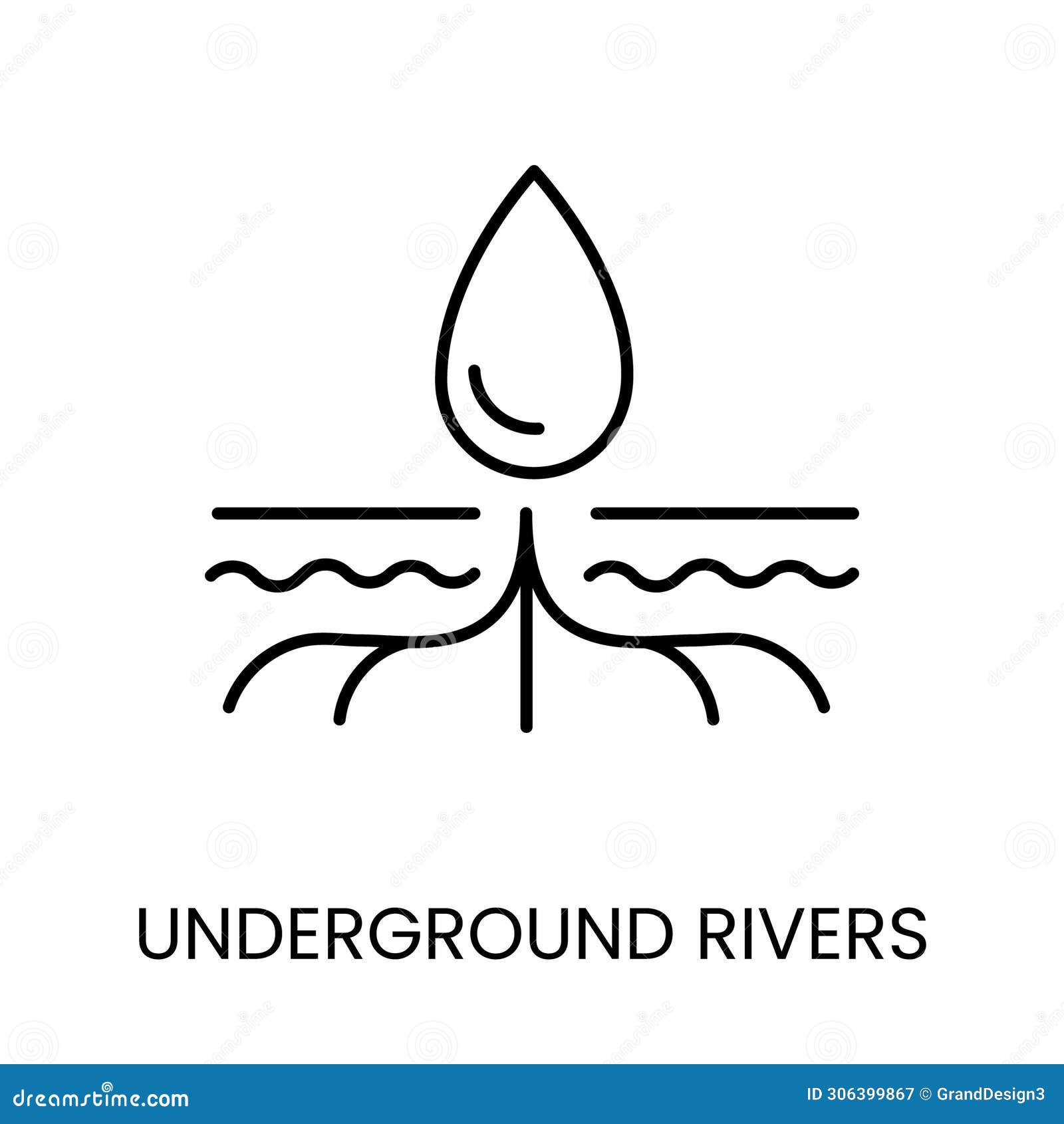 Underground Water Sources Line Vector Icon for Water Packaging with ...