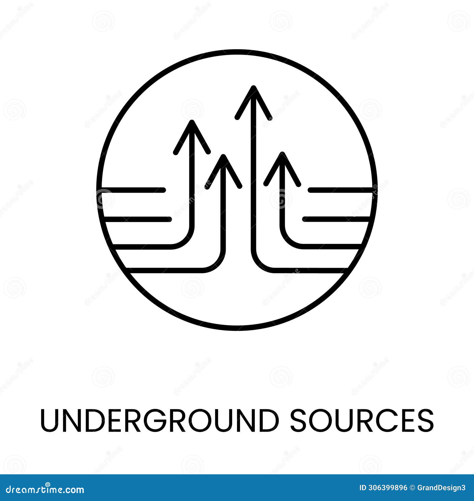 Underground Water Sources Line Vector Icon for Water Packaging with ...