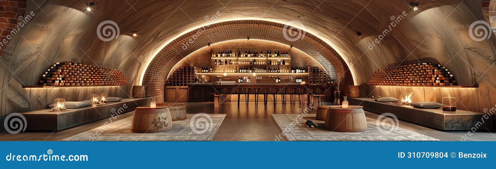 Underground Wine Cellar with Vaulted Ceilings and Tasting Tables3D ...