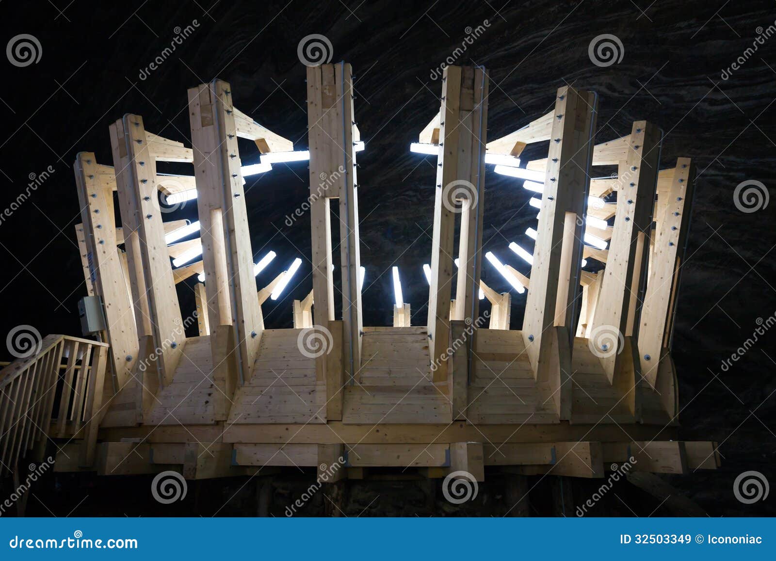 Underground Wood Structure in Turda Salt Mine Stock Image - Image of ...