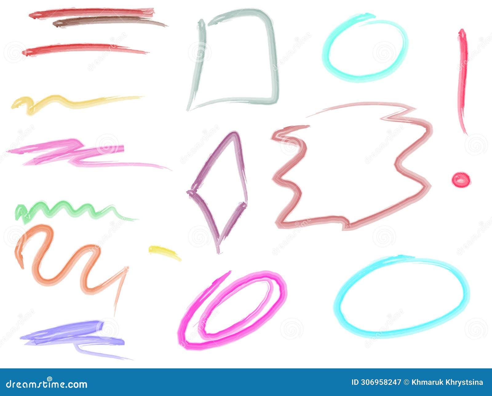 Underline Brushstroke Set, Vector Doodle Line Scribble,frame, Colored ...