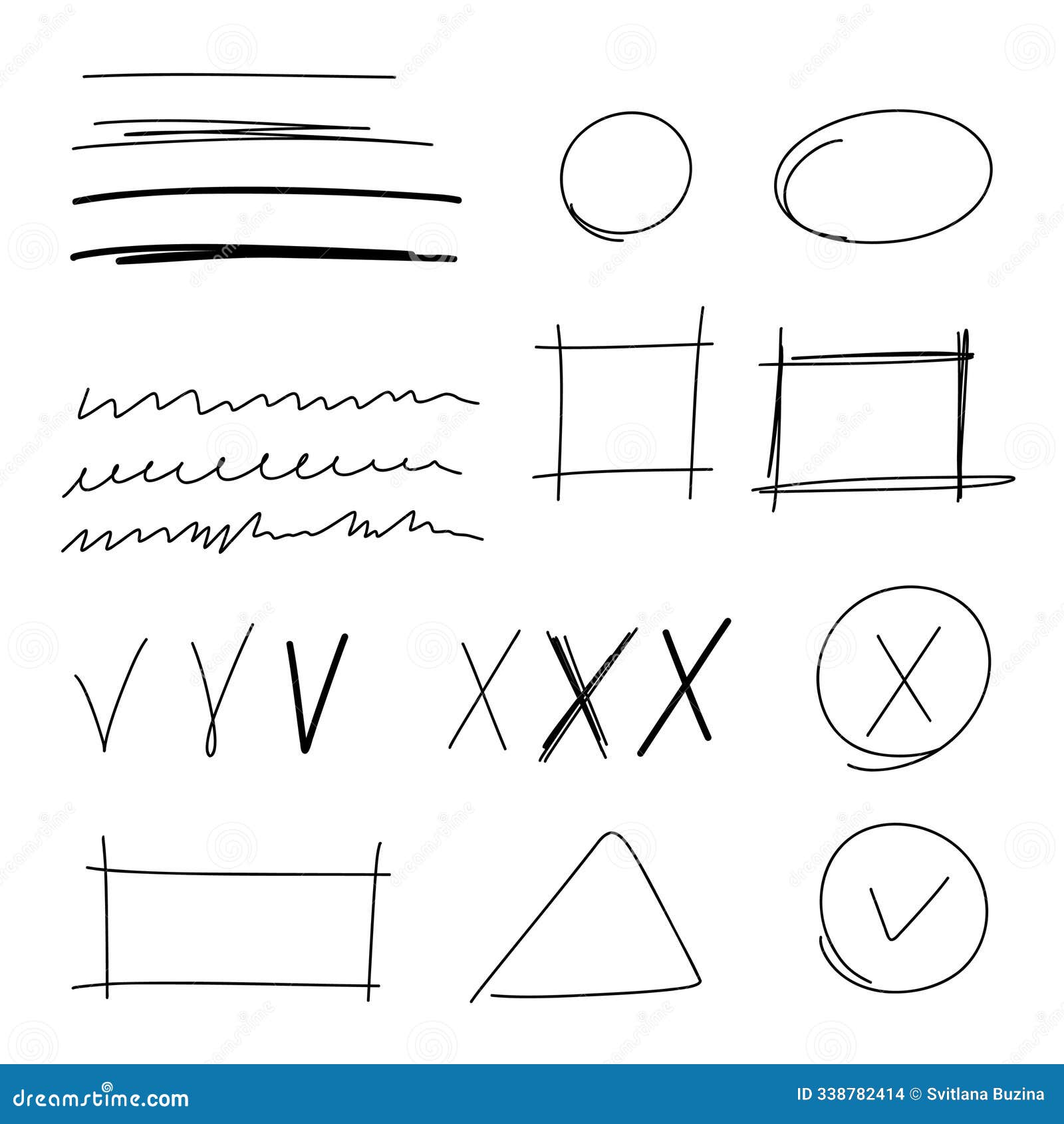 Underline, Highlight, Frame, Mark, And Strikethrough Lines Drawn With A ...
