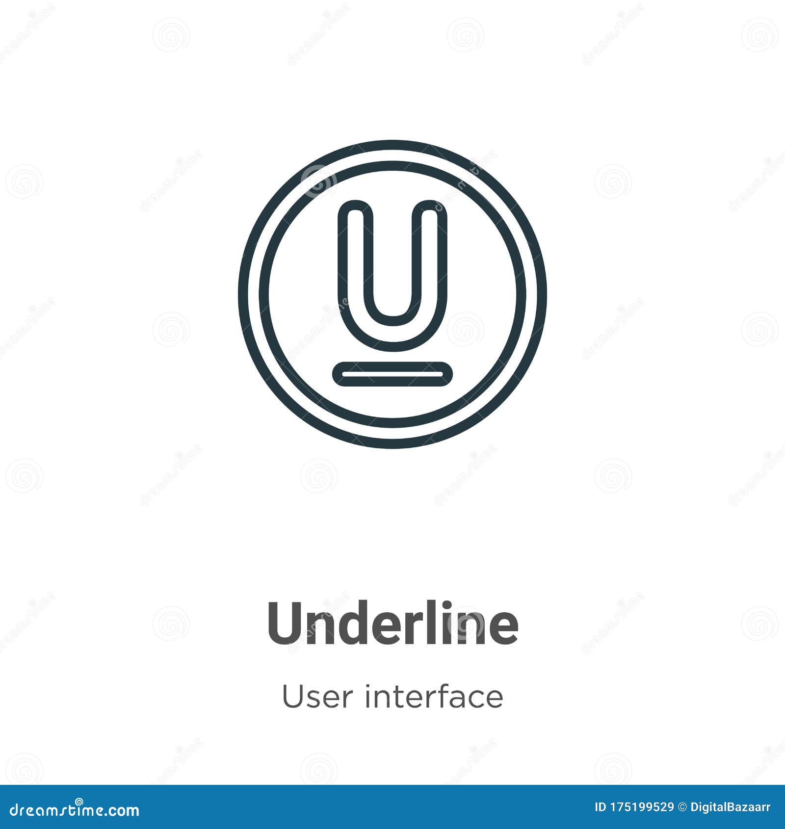 Underline Outline Vector Icon. Thin Line Black Underline Icon, Flat ...